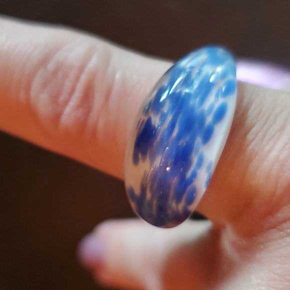 Jewelry | Glass Ring Blue And Clear Handcrafted | Poshmark